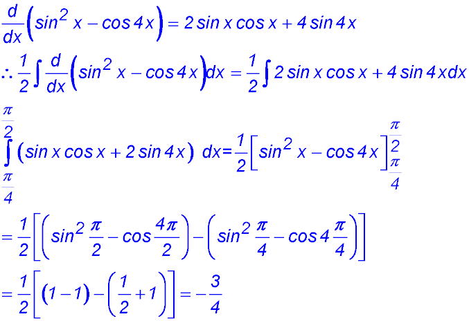 Trig - integ - Diff hence find TYS 1 Solns